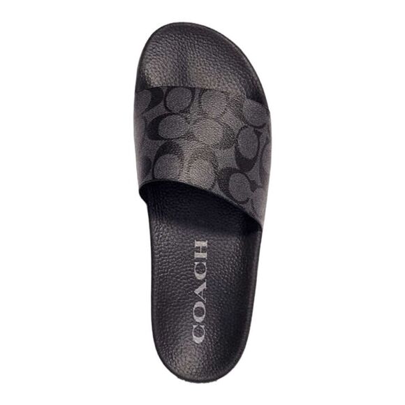 Coach | Shoes | Coach Mens Sandals Signature Coated Canvas Black Pool ...